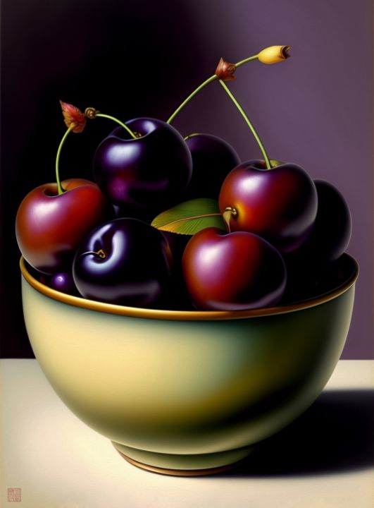 Still LIfe With Cherries - Paintings - Paintings & Prints, Still Life ...