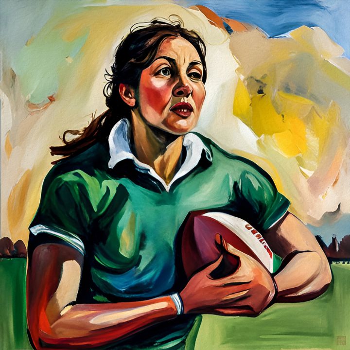 Woman Rugby Player - Paintings - Paintings & Prints, Sports & Hobbies ...