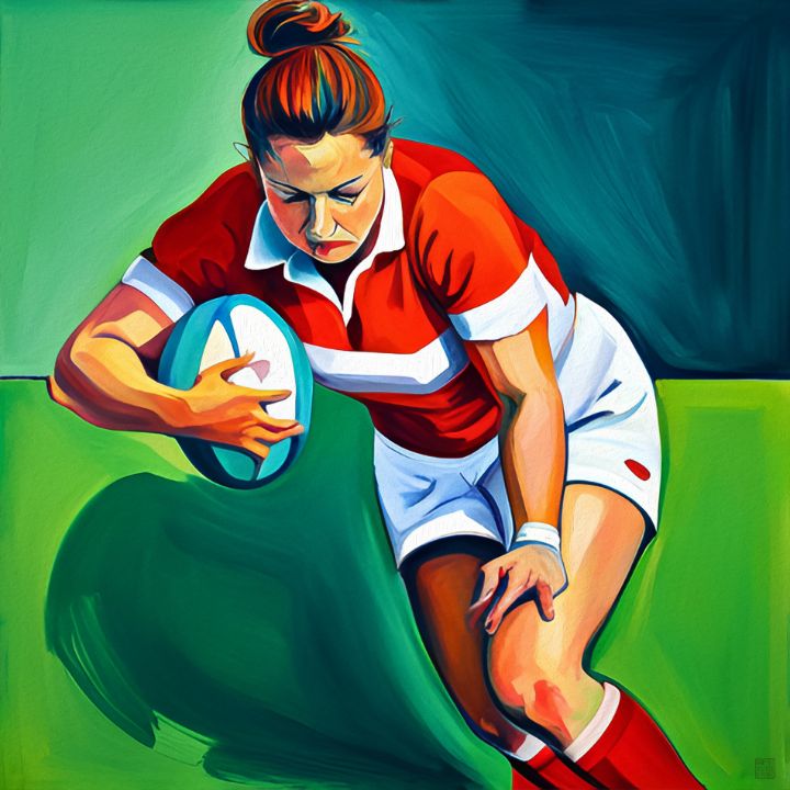 Woman Rugby Player - Paintings - Paintings & Prints, Sports & Hobbies ...
