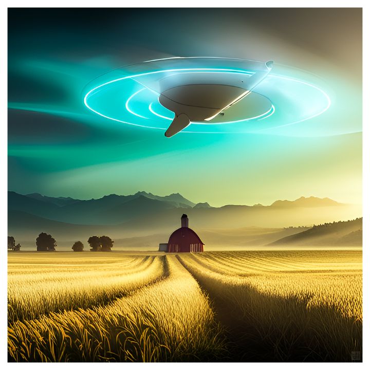 Down On The Farm - UFO Art Print - Paintings - Paintings & Prints ...