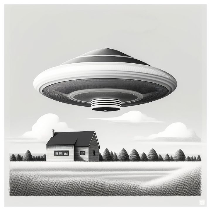 Down On The Farm - UFO Art Print - Paintings - Paintings & Prints ...