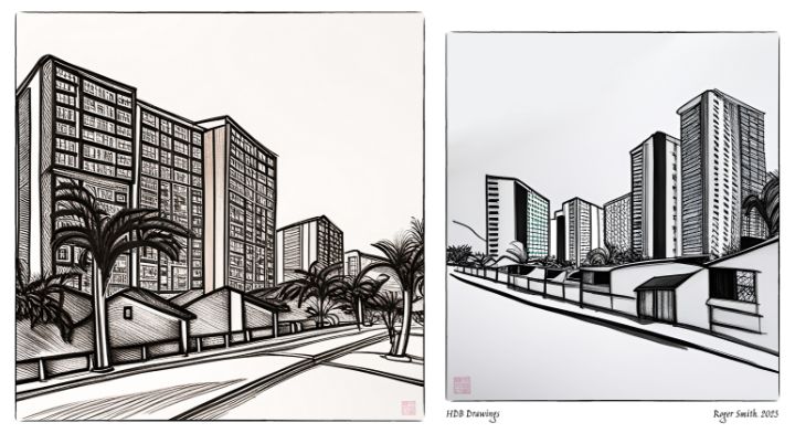 Singapore HDB Drawings Print - Paintings - Drawings & Illustration ...