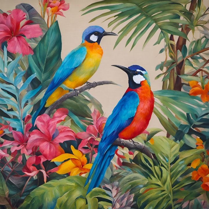 Tropical Birds - Paintings - Paintings & Prints, Animals, Birds, & Fish ...