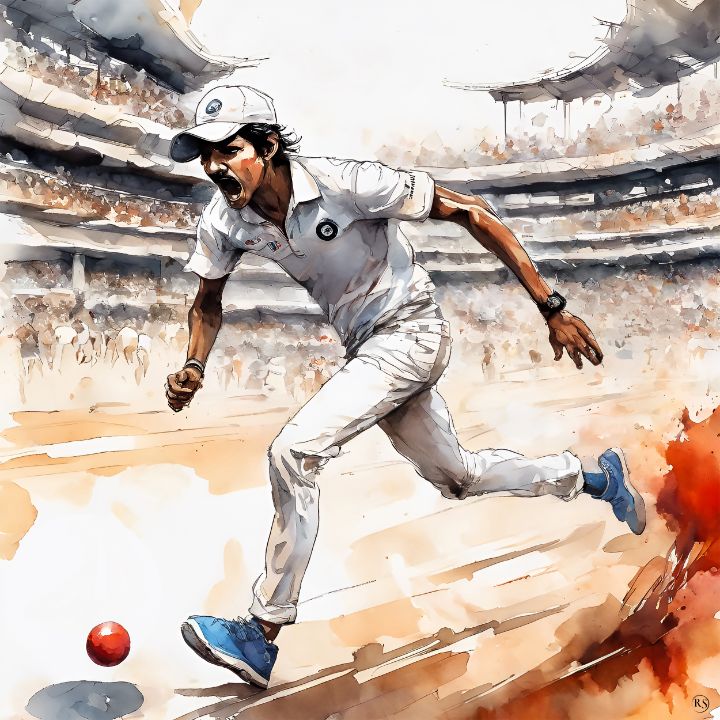 Indian Cricketer - Paintings - Paintings & Prints, Sports & Hobbies ...