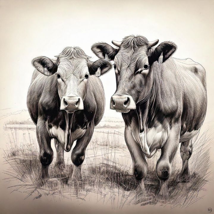 Cows Drawing - Paintings - Drawings & Illustration, Animals, Birds ...