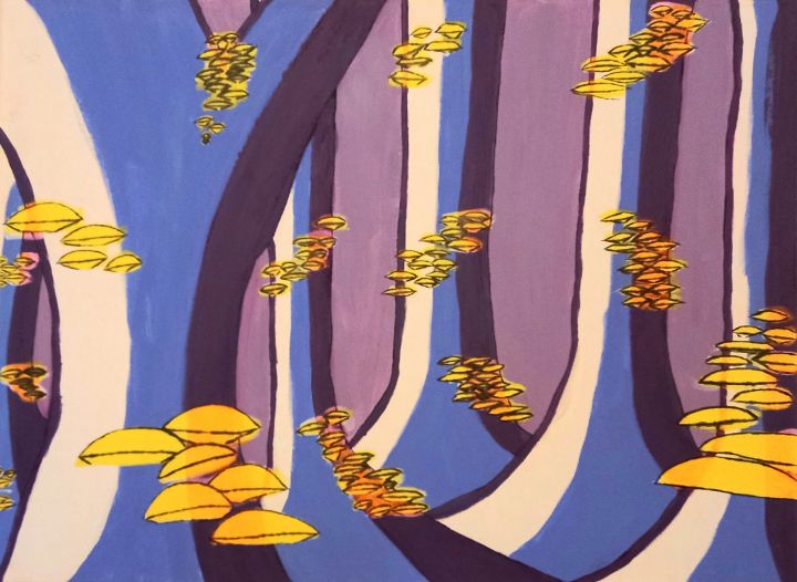 Purple Forest, Yellow Mushrooms - Heather M. Grogan - Paintings ...