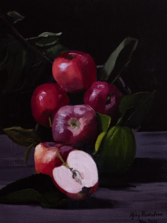 Apples Still Life Oil Painting - Ajay Ravindran - Paintings & Prints ...