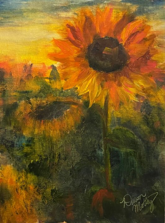 Sunflower Sunset - Dawn Motley Fine Art - Paintings & Prints, Flowers ...