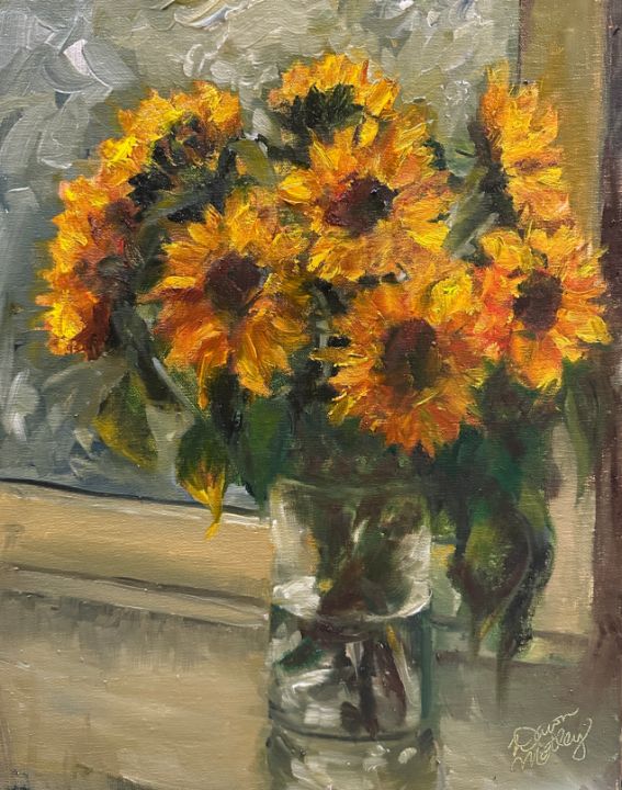 Sunflowers in windowsill - Dawn Motley Fine Art - Paintings & Prints ...