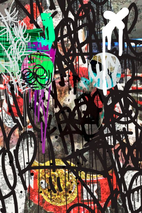 Fighter Graffiti - Blackink - Digital Art & AI, Abstract, Collage - ArtPal