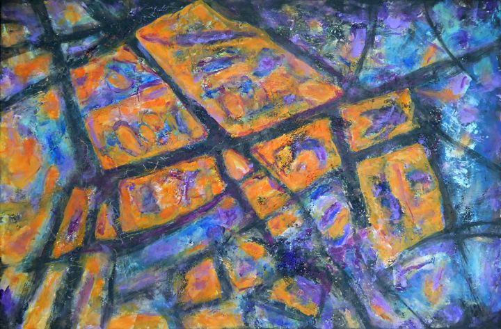 Orange & Blue Mosaic - Frankel Artworks - Paintings & Prints, Abstract ...