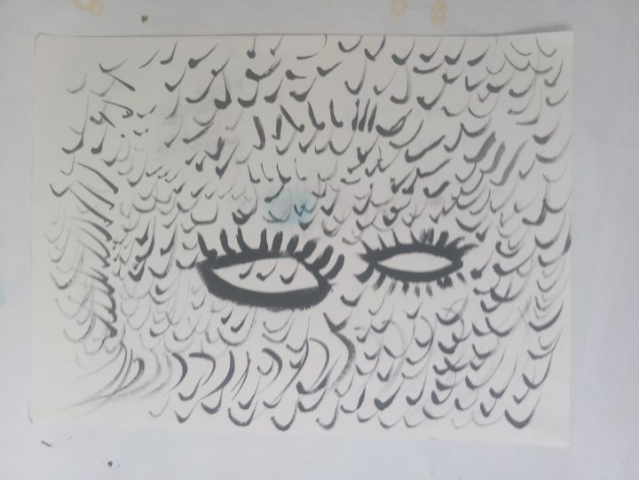 the ghost drawing made of eyelashes - Yeshaya Dank - Paintings & Prints ...