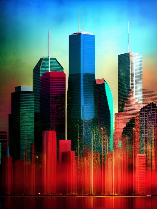 Houston Cityscape - Nogaard - Digital Art & AI, Buildings ...