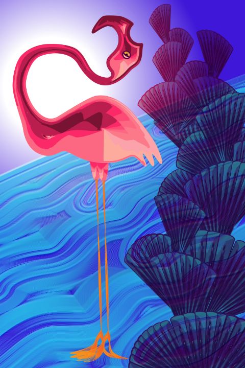 Flamingo. The Sun is rising - Ira Go555 Digital Art - Digital Art ...
