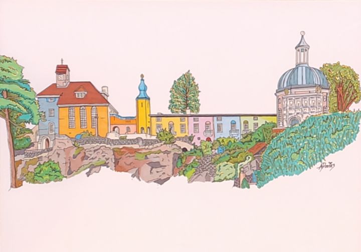 Port Meirion - Bespoke Heskin Arts by Angela Davies - Paintings ...
