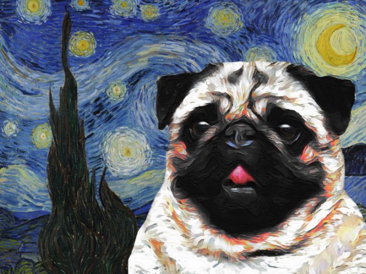 Pug Starry Night - NobilityDogs - Paintings & Prints, Animals, Birds ...