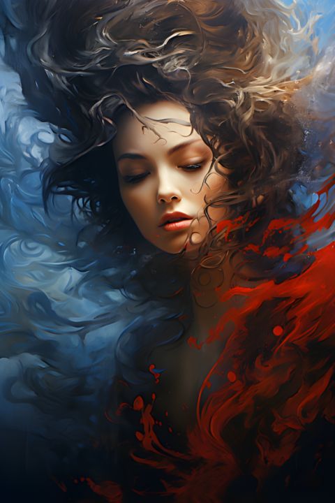 Woman dissolving into liquid oil - IRIX ART - Digital Art & AI, People ...