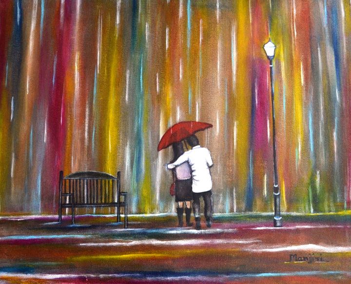 Love in the Rain - artbymanjiri - Paintings & Prints, People & Figures ...