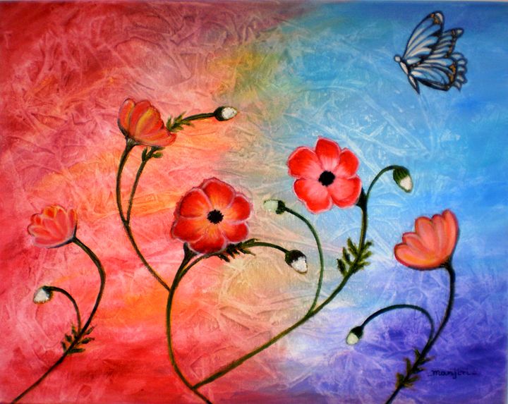 Vibrant Poppies - artbymanjiri - Paintings & Prints, Abstract, Color ...