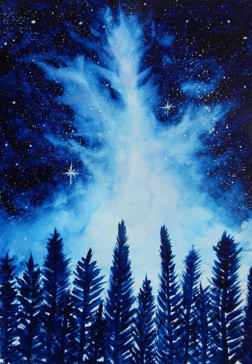 Into the Woods - Paintlust - Paintings & Prints, Landscapes & Nature, Skyscapes, Night Sky - ArtPal
