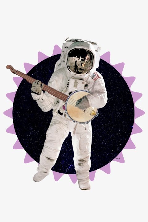Banjo Playing Astronaut On Moon