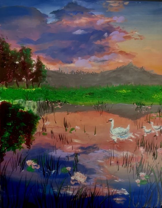 Slow - oils - Paintings & Prints, Landscapes & Nature, Lakes & Ponds ...
