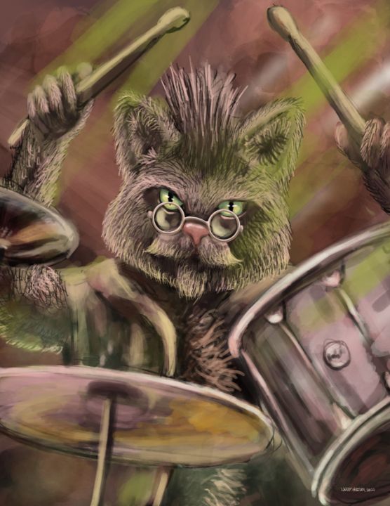 Cool Cat Drummer - The Art of Larry Whitler - Digital Art & AI, Animals ...