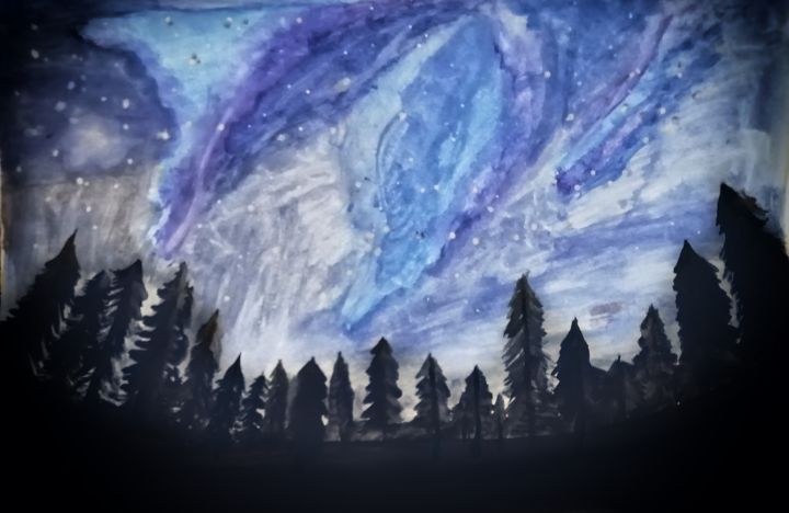 Strange watercolor night forest - depressed - Paintings & Prints, Landscapes & Nature, Skyscapes ...