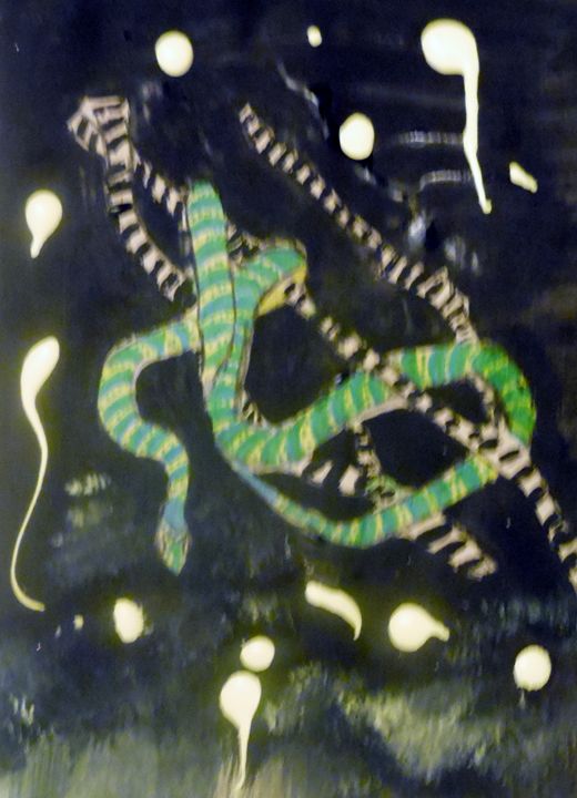 Snake hanging from a Branch - Nicole Lowery - Paintings & Prints ...