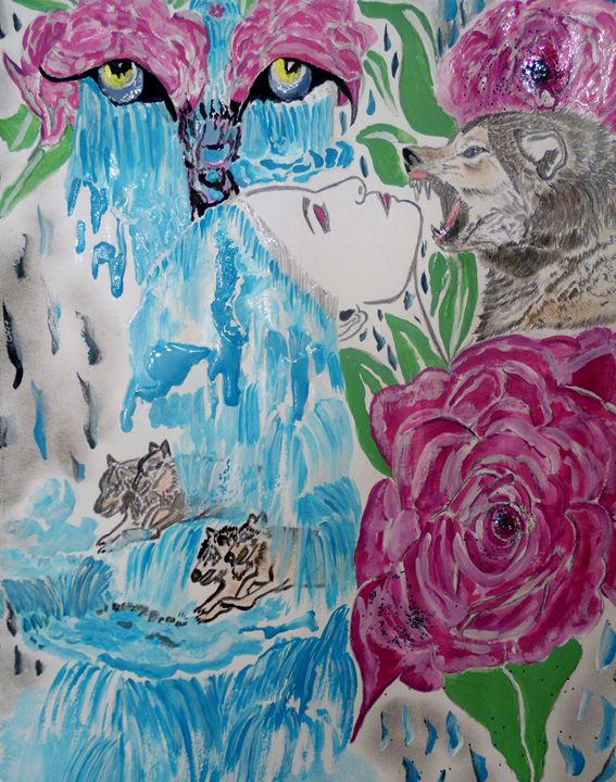 Sleeping with Growling Wolf - Nicole Lowery - Paintings & Prints ...