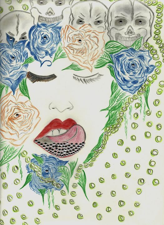 Happy Skulls with Beauty - Nicole Lowery - Drawings & Illustration ...