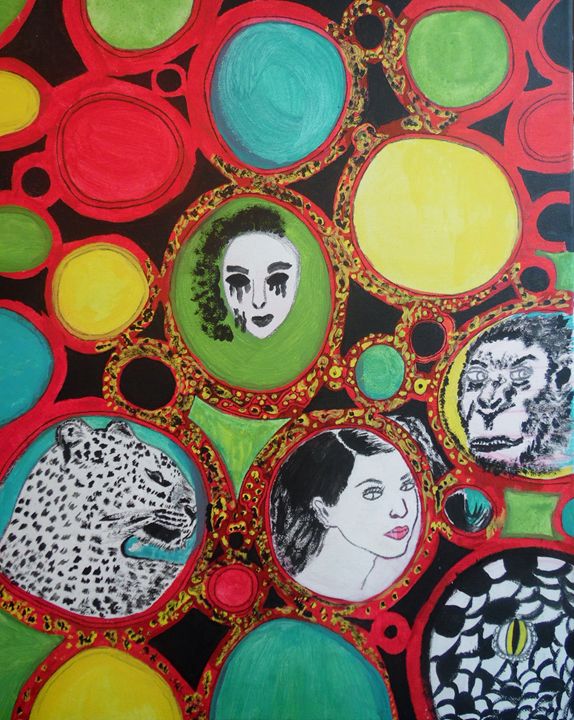 Circle of Many Faces - Nicole Lowery - Drawings & Illustration, People ...