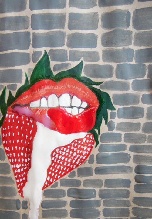Lips on the Strawberry - Nicole Lowery - Drawings & Illustration, Still ...