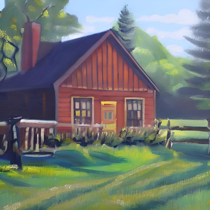 Log Cabin On Country Woodside - Portraits - Paintings & Prints ...