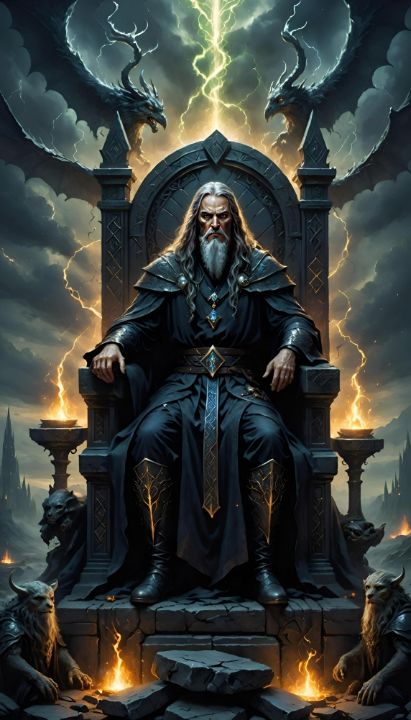 Powerful wizard sitting on throne - Affys - Digital Art & AI, Fantasy ...