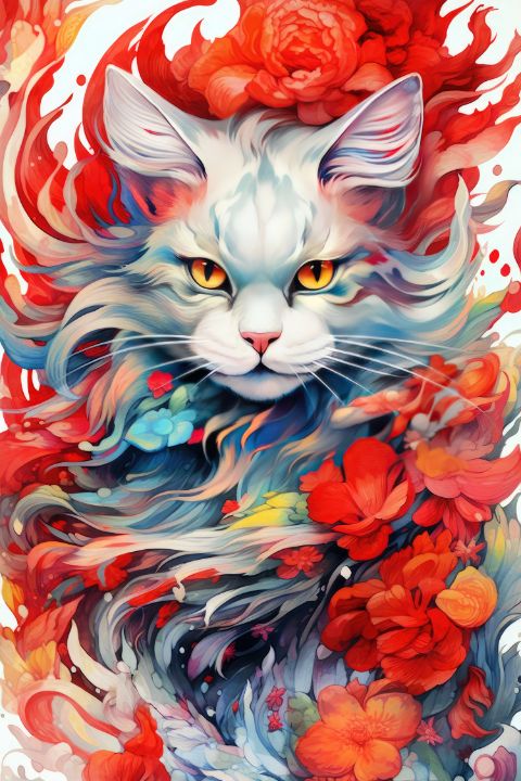 Artistic cat 13 - JBJart Justyna Jaszke - Paintings & Prints, Animals ...