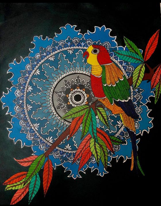 Mandala- Parrot on a tree - Puja - Paintings & Prints, Animals, Birds ...