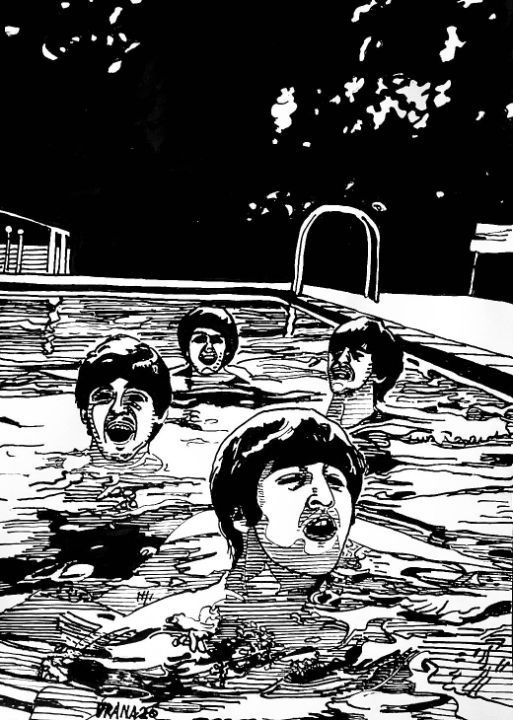 The Beatles in the Pool - Martin "The Raven" Vrana - Paintings & Prints ...