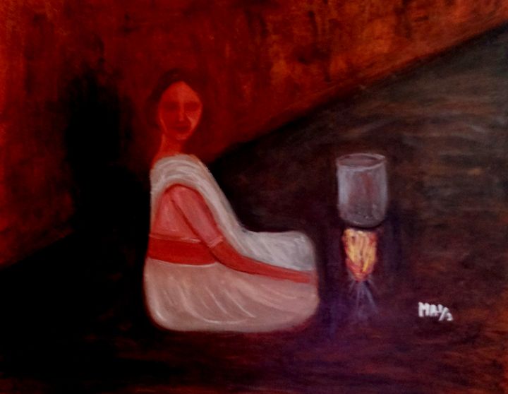 Lone woman cooking - Maya Art - Paintings & Prints, People & Figures ...