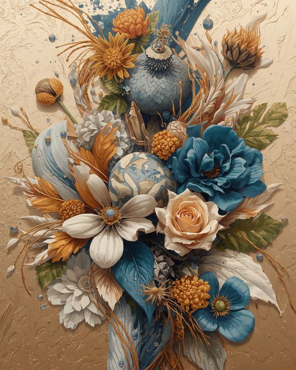 Golden Bloom Harmony – Florals - Zanna Beke - Digital Art & AI, Flowers ...