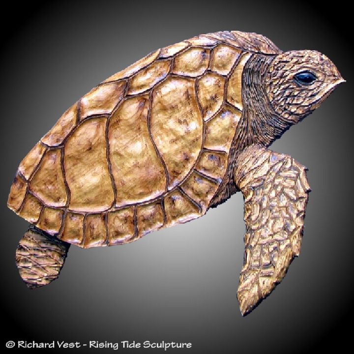 Sea Turtle Version 2 Wall Carving - rising tide sculpture - Sculptures ...
