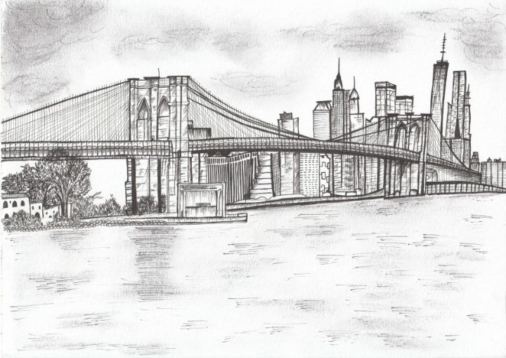 Brooklyn Skyline - Tanvi Gupta John - Drawings & Illustration, Places ...