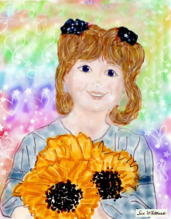 Sunflower Girl - Sue Whitehead Arts - Digital Art & AI, People ...
