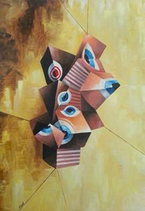 Locked Faces - The Friend - MarLen - Paintings & Prints, Abstract ...