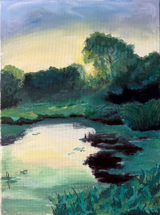 River Landscape — Original Oil Paint - smlnko - Paintings & Prints ...