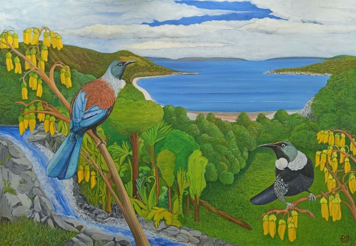 New Zealand Tui's - NZ Native Birds - Darren Burch - Paintings & Prints ...