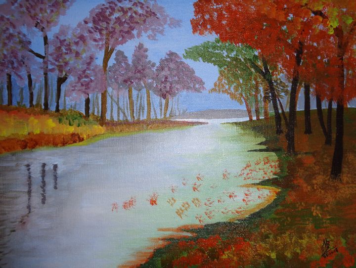 River Scape - Tejal Bhagat - Paintings & Prints, Landscapes & Nature ...