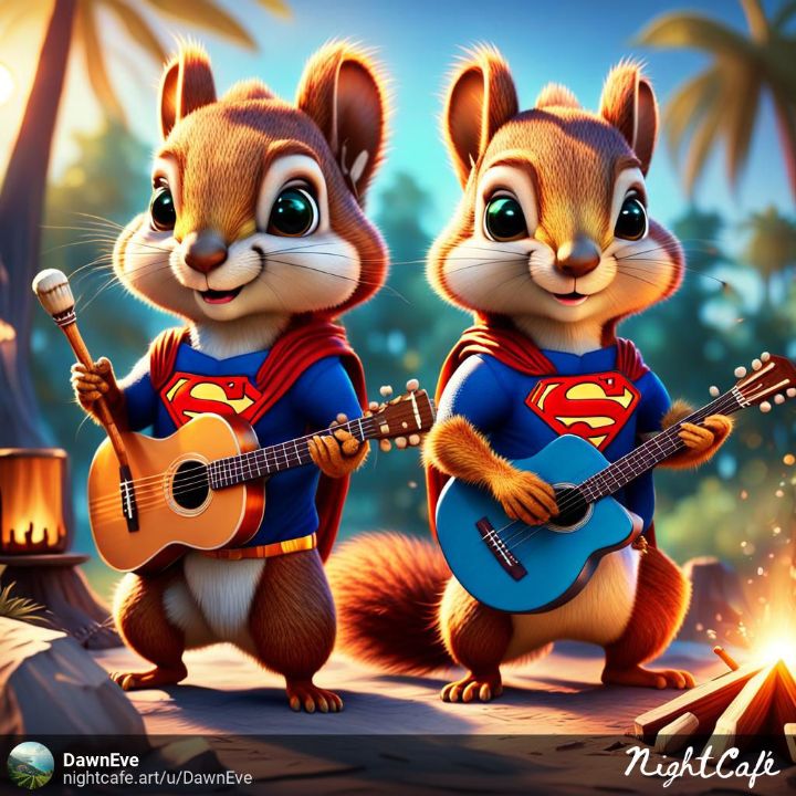 The super squirrels & the coconut - Dawn Eve - Digital Art & AI, Childrens Art, Other Childrens ...