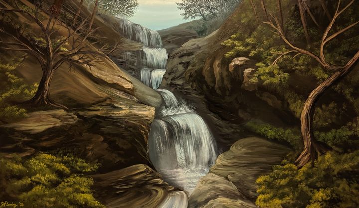 Indian Waterfall - Jessica Fleming Art - Paintings & Prints, Landscapes ...