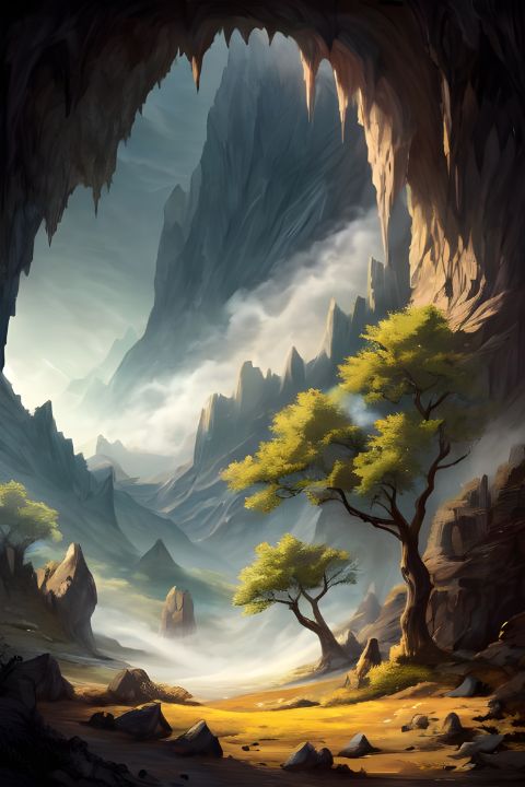 Landscapes and a large cave - yousnature - Digital Art & AI, Landscapes ...